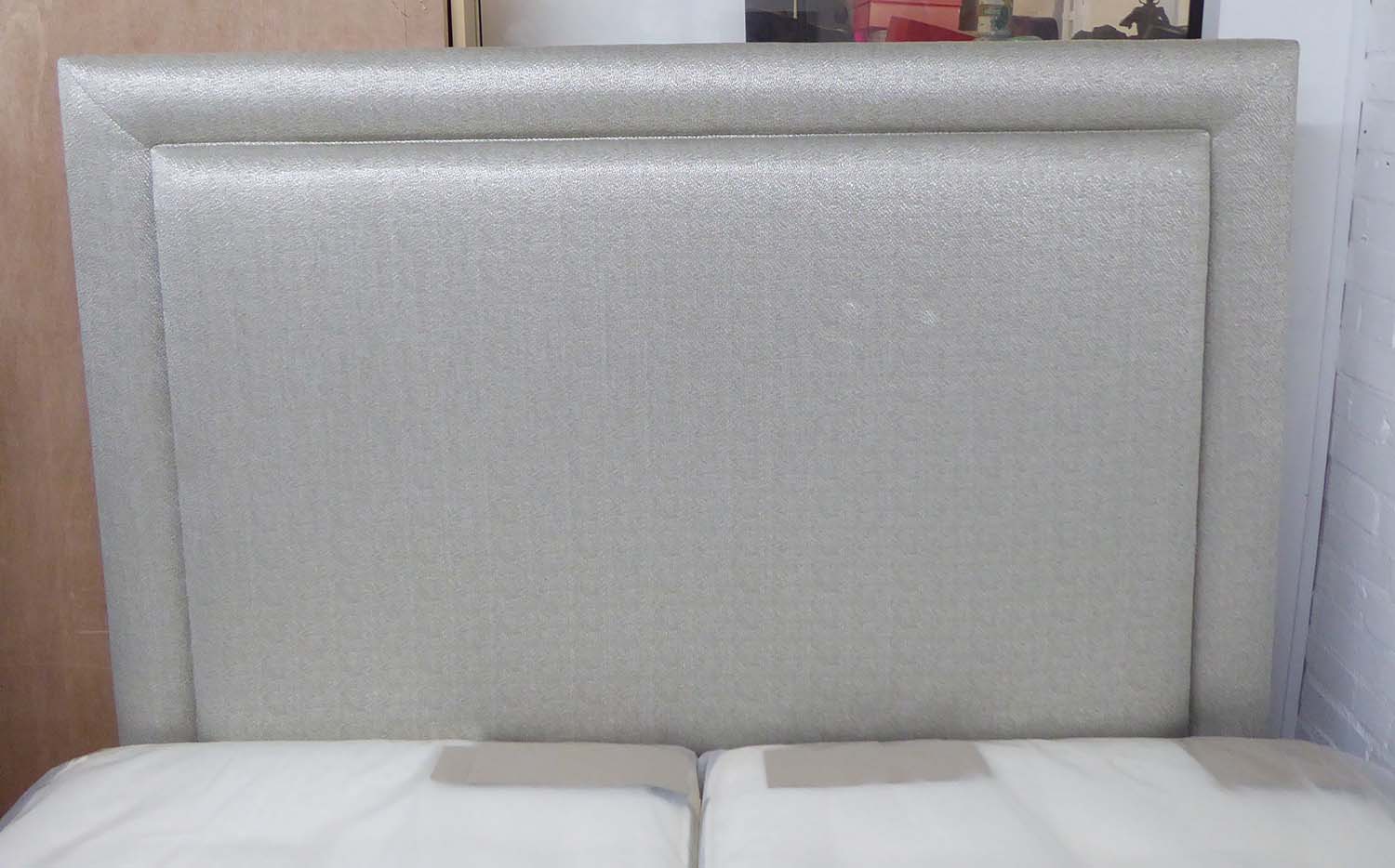 MATTISON DOUBLE BED, 6ft (twin 3ft) with headboard in slivered fabric ...