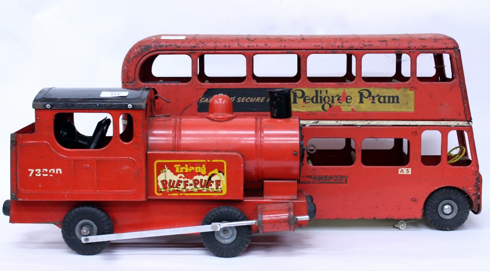 A TRI-ANG PUFF PUFF TOY TRAIN 45cm in length and a Tri-Ang London ...