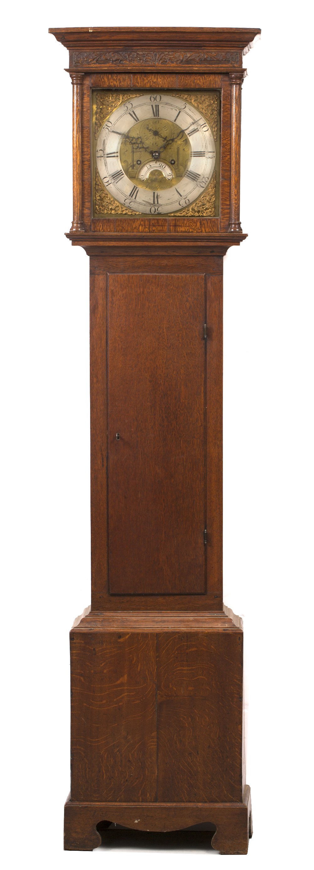 ADAM CLEAK, BRIDPORT An oak eight day longcase clock, the 12" square ...