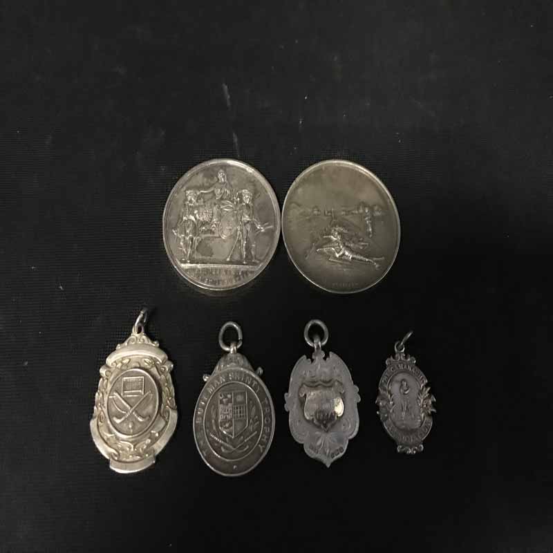 LOT OF MILITARY AND SPORTING MEDALS AND COINSincluding Buteman Shinty ...