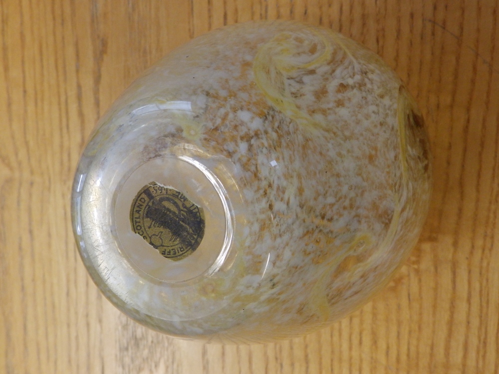 A Moncrieff Monart glass vase, 8” high.