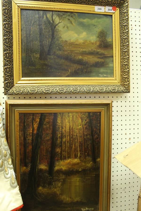 TERRY DEMPSEY "Woodland landscape", oil on canvas, signed lower right ...