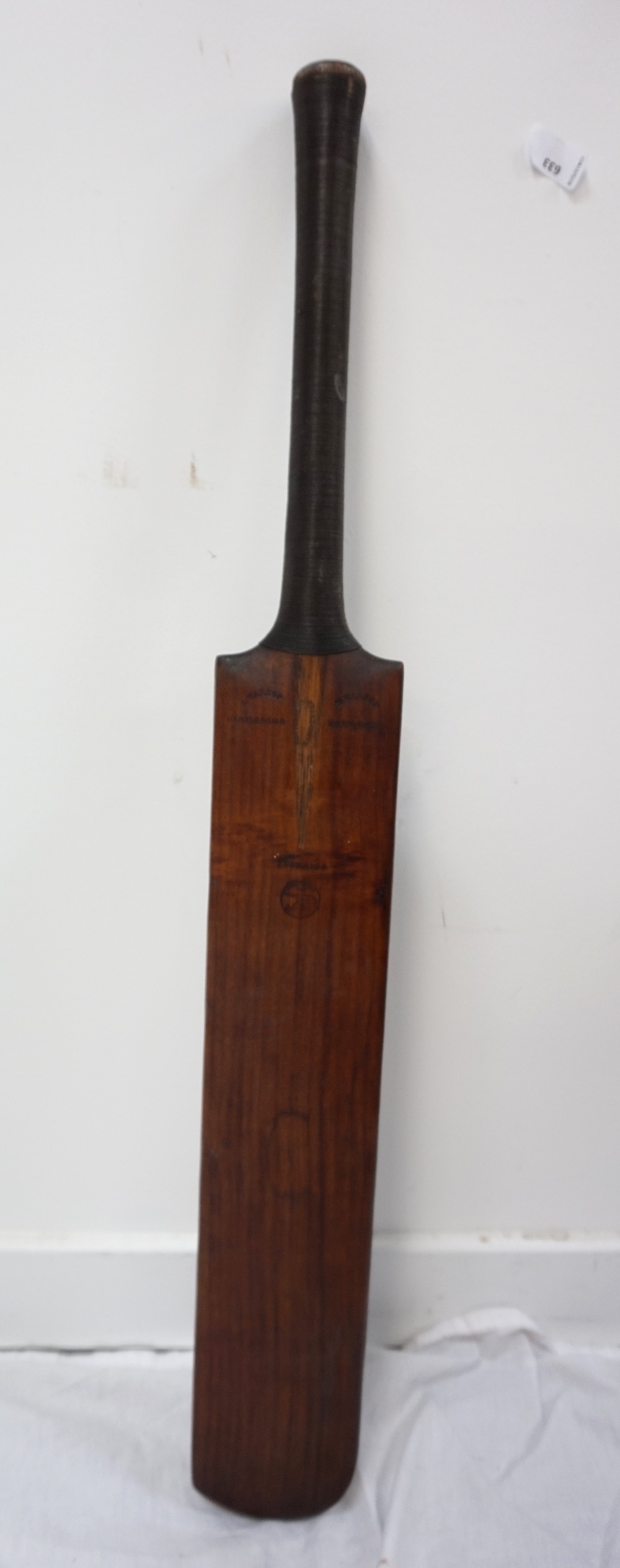 19th CENTURY B. WARSOP SUPERIOR CRICKET BATwith a silver plated shield ...