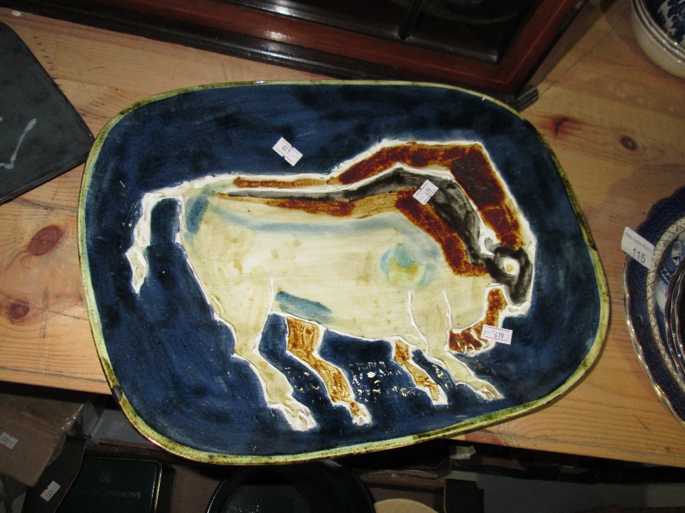 3 x Pottery dishes : Eric Leaper of Newlyn