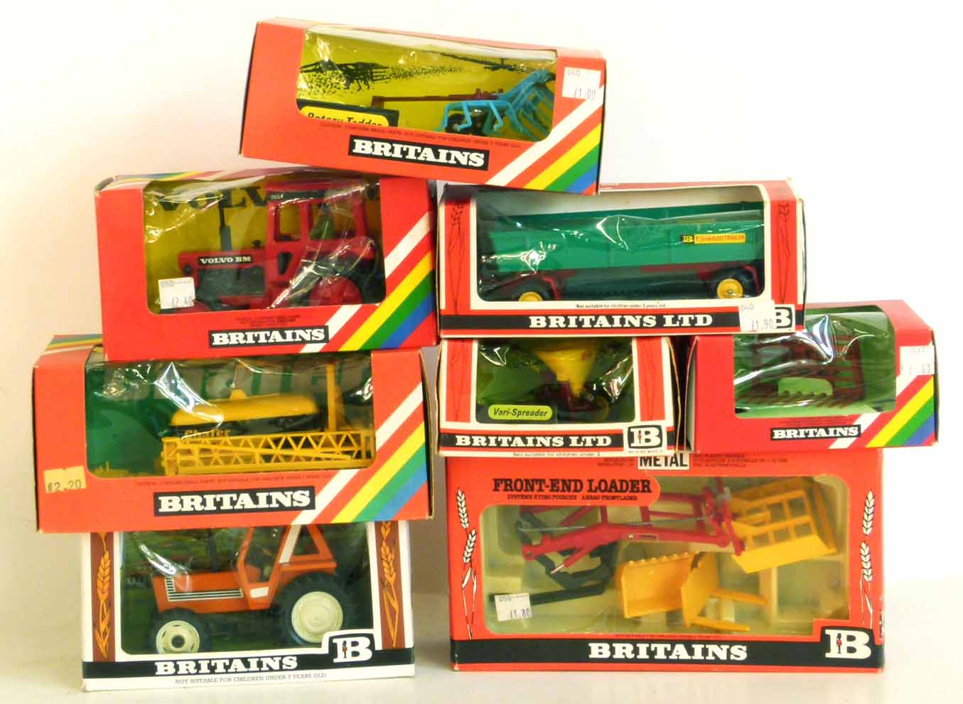 Eight Britains boxed Diecast farm toys to include models 9574, 9567 ...