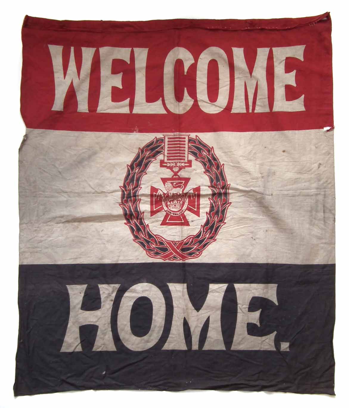 WW1 British Welcome Home banner, 99cm x 84cm. We are unable to provide ...