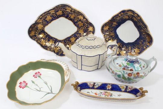 Early 19th century Castleford-type moulded teapot and cover and lot ...