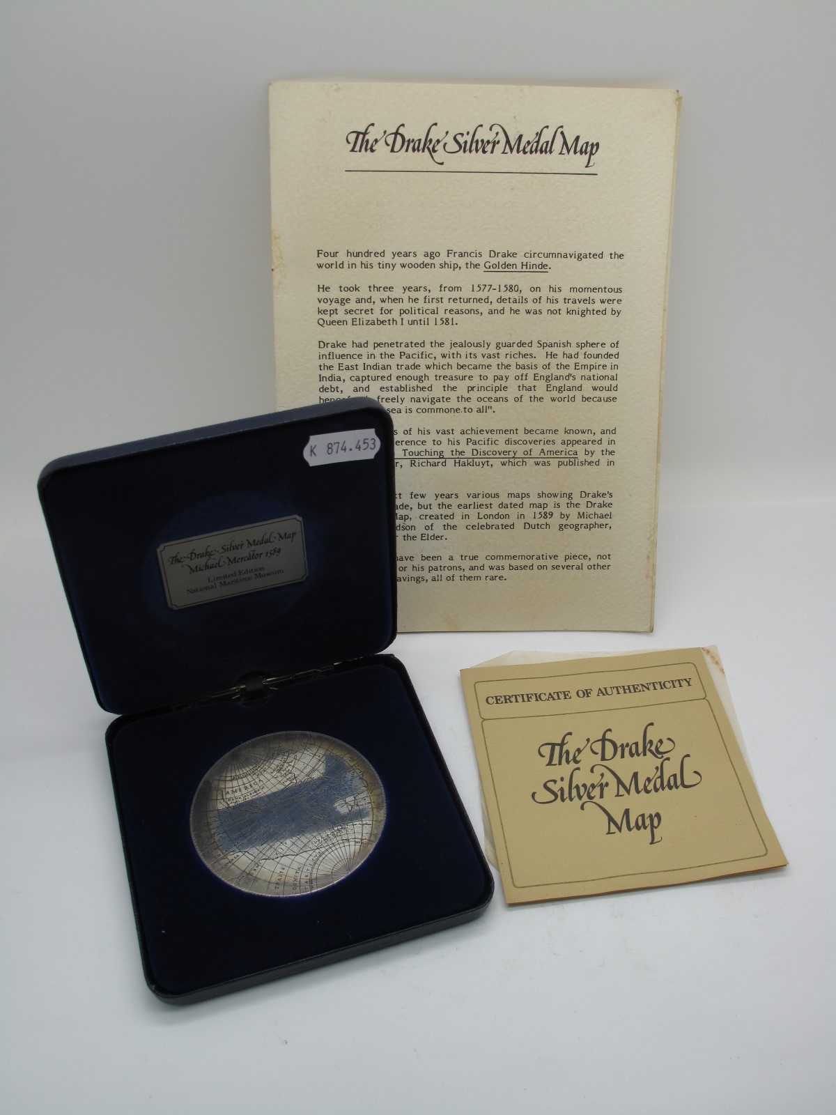 A Drake Sterling Silver Medal Map Replica Minted to Mark the Occasion ...