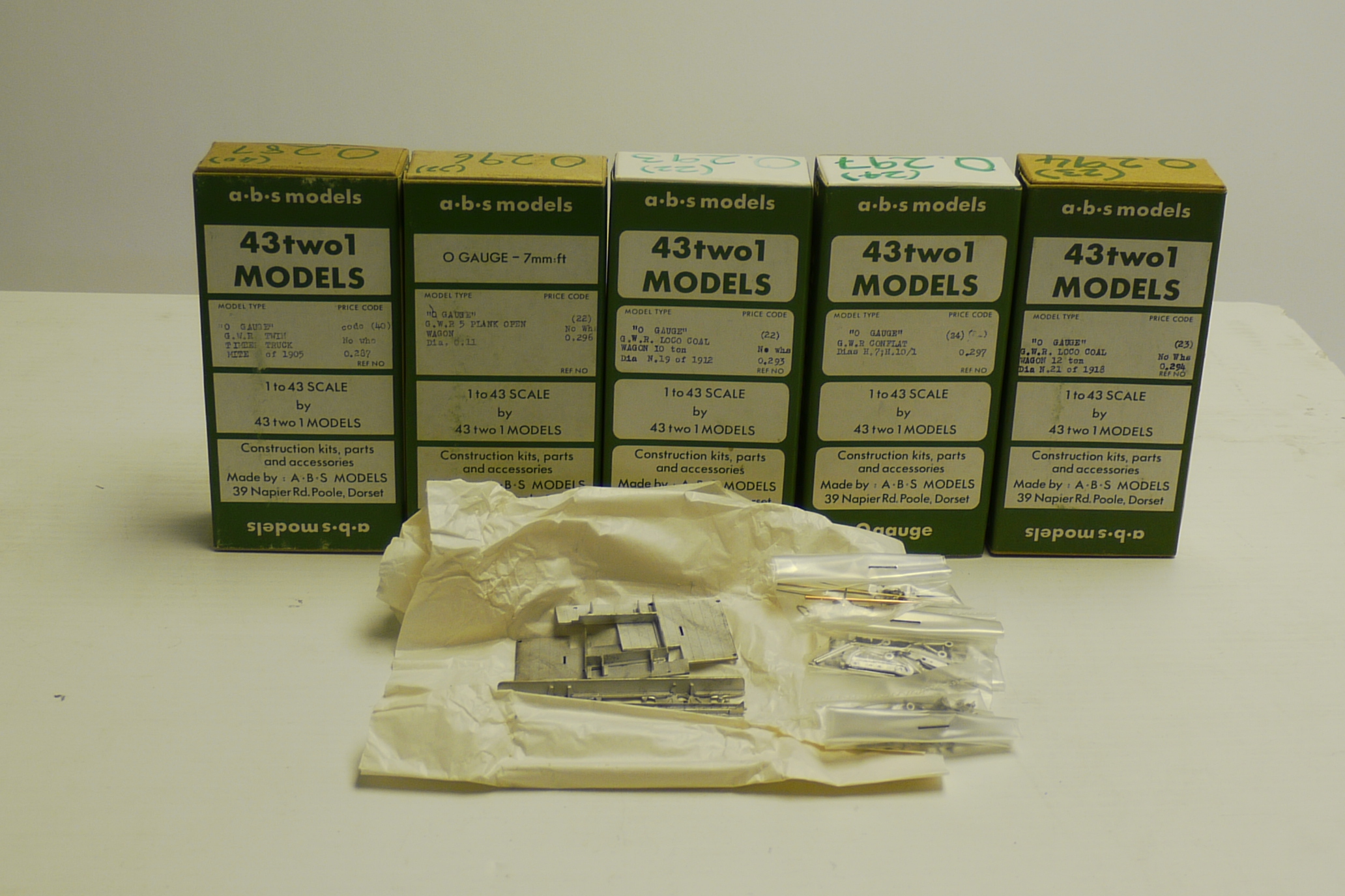 abs Models 43two1 GWR 0 Gauge unmade wagon kits, six kits including 293 ...
