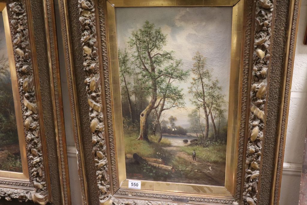 George Haller, Pair of Victorian Oil Paintings on Canvas of Woodland ...