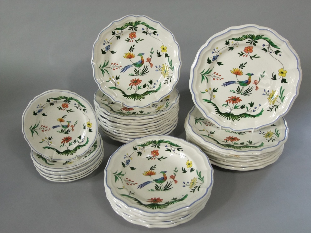A collection of French Gien Oiseaux De Paradis dinner wares comprising ...