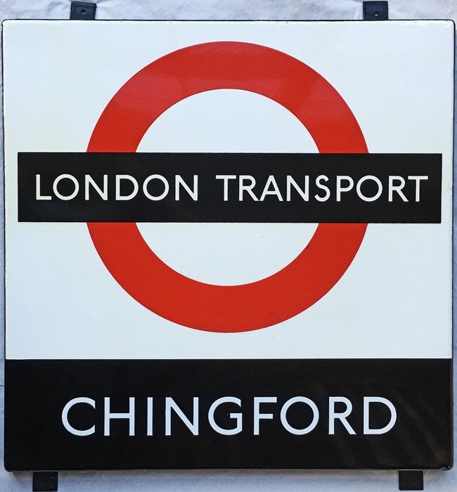 1950s/60s London Transport enamel BUS STOP SIGN ' Chingford' from a ...