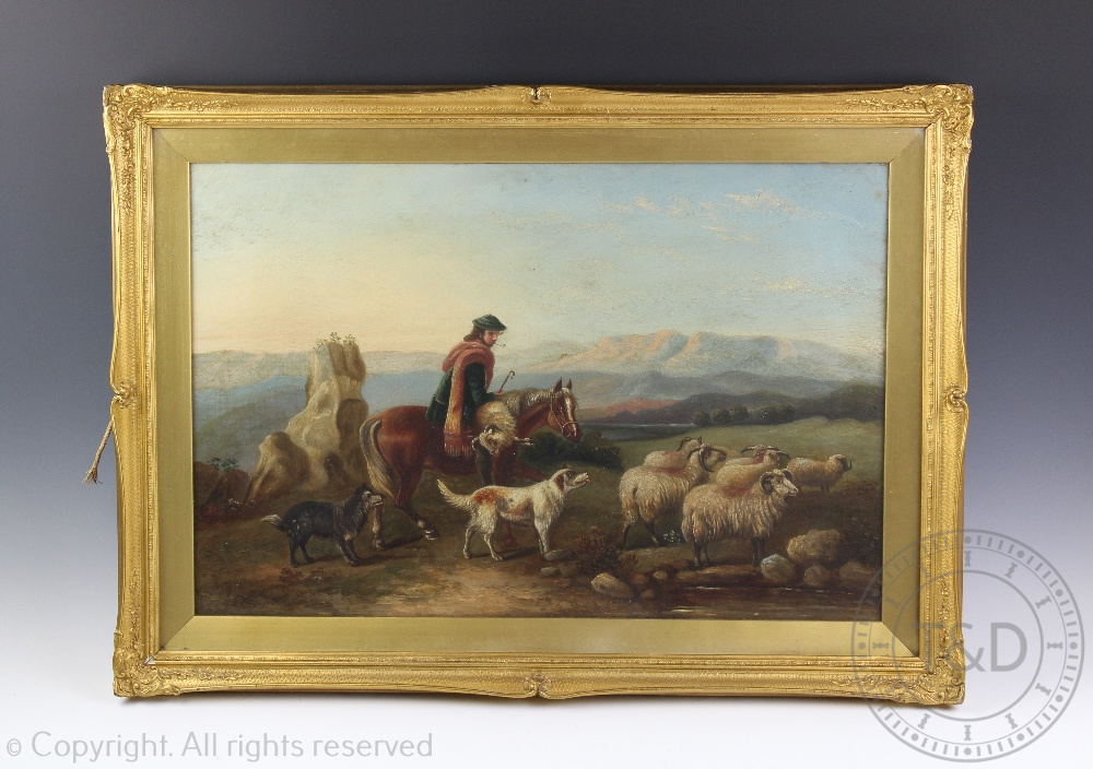 James Hardy Jr (1832-1889), Oil on canvas, Scottish shepherd on a horse ...