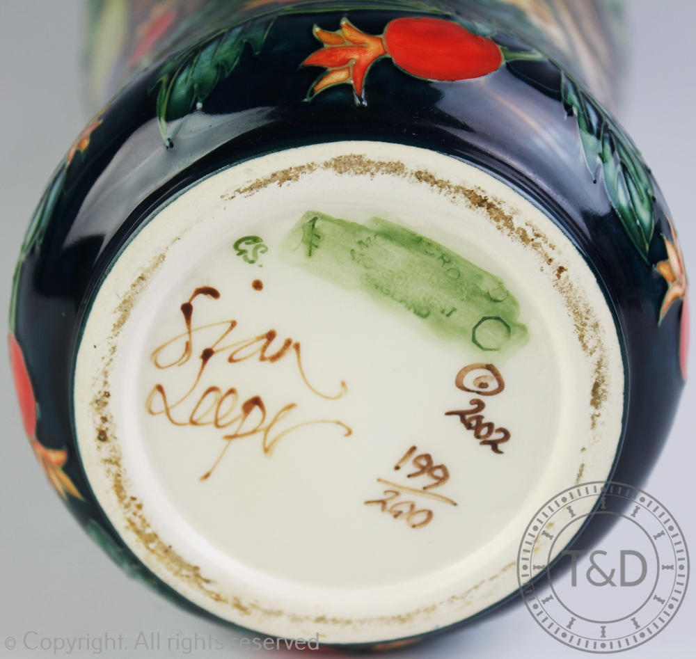 A limited edition Moorcroft twin handled vase, designed by Sian Leeper ...