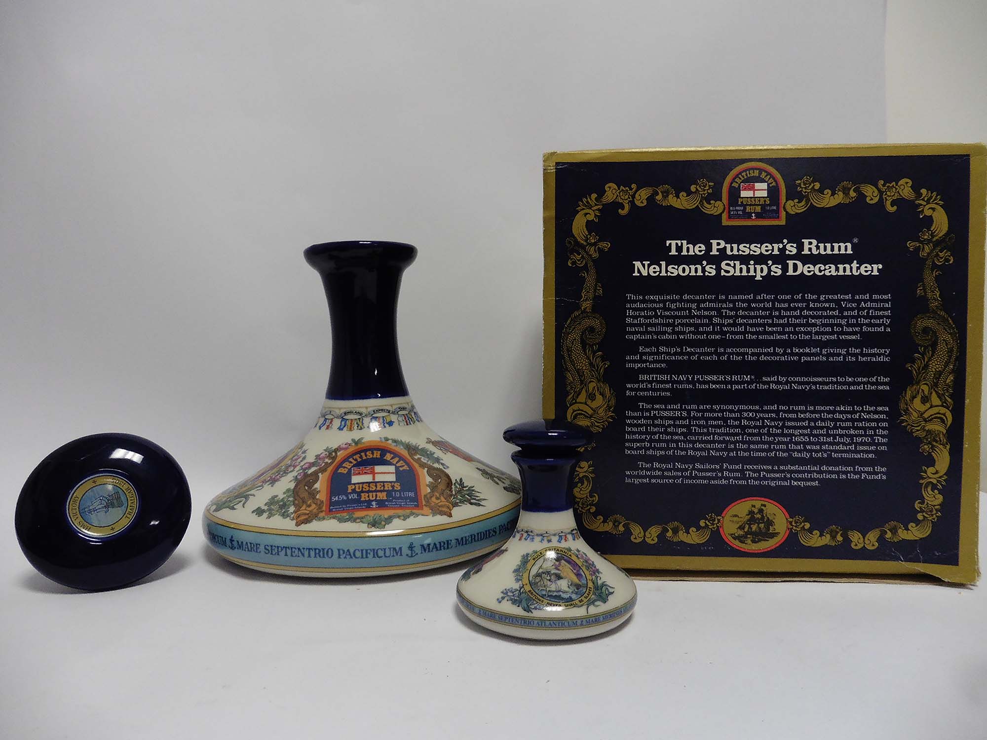 A British Navy Pusser's Rum Wade Ceramic Decanter celebrating Lord ...