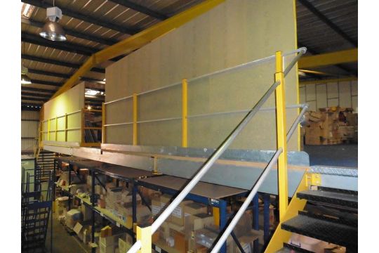 Mezzanine floor, as fitted, with 2 staircases, forklift loading bay ...