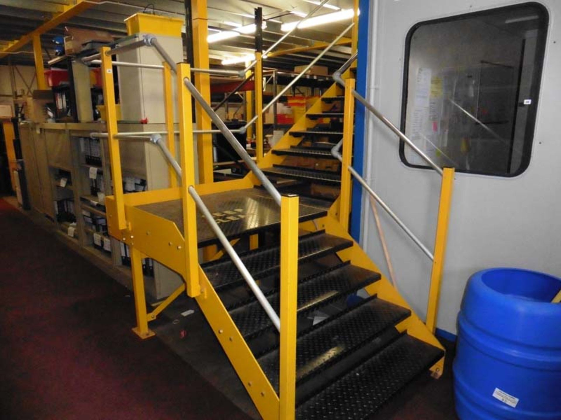 Mezzanine floor, as fitted, with 2 staircases, forklift loading bay ...