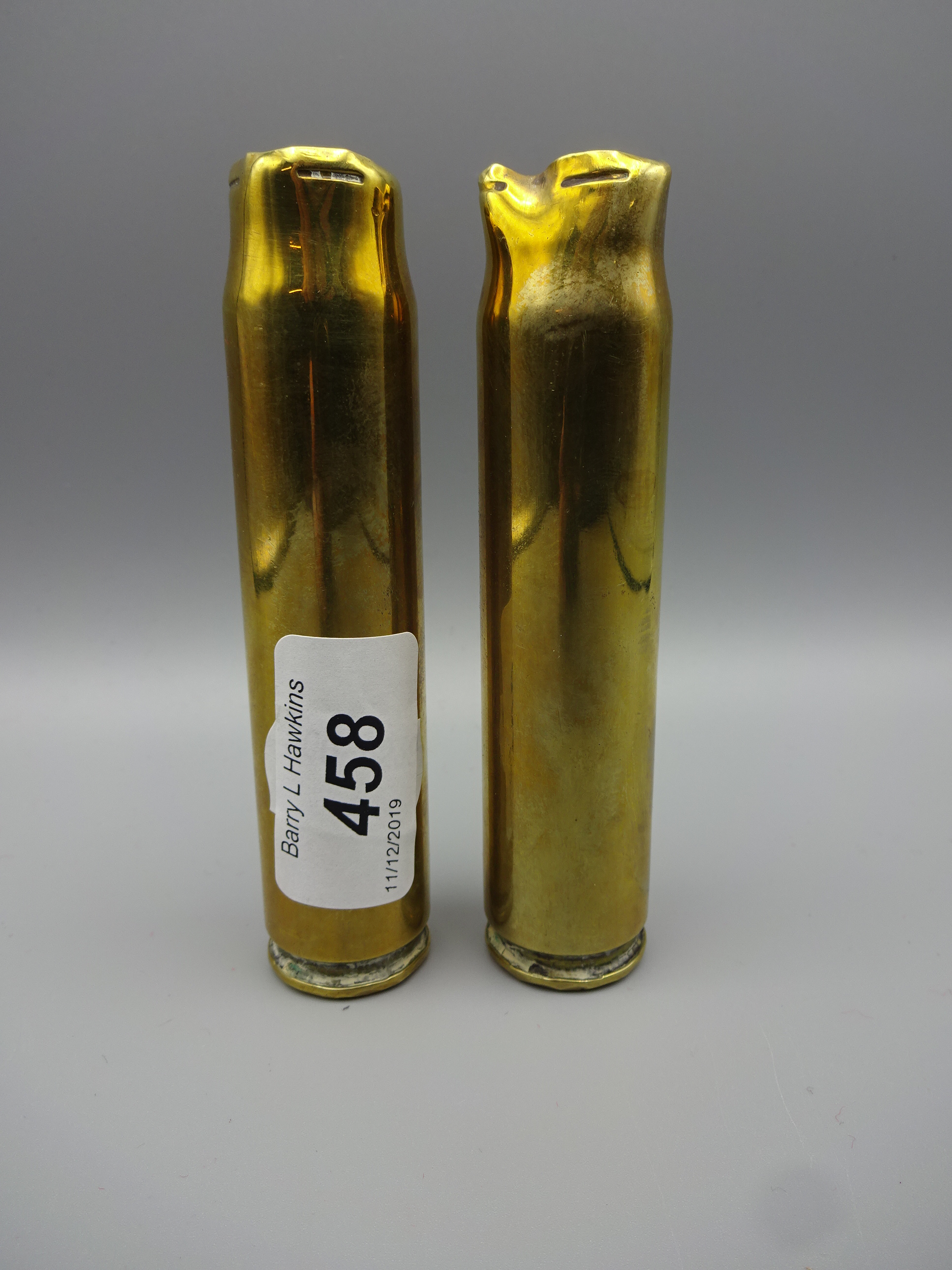 TWO BRASS 20MM SHELL CASES 1940