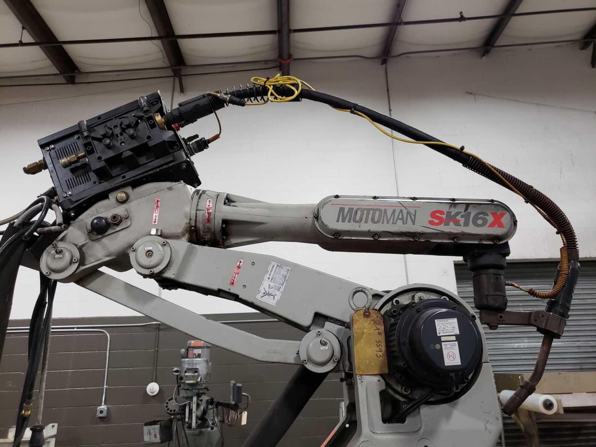 Motoman SK16X robotic welder arm on stand. Fronius wire feeder. This ...