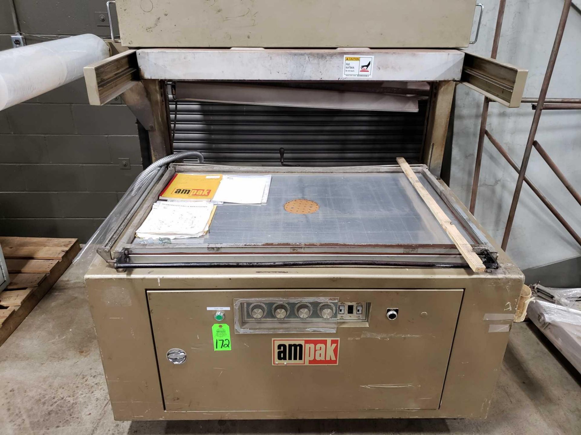 AmPak model A-4800 skin packaging shrink film machine with vented hood ...