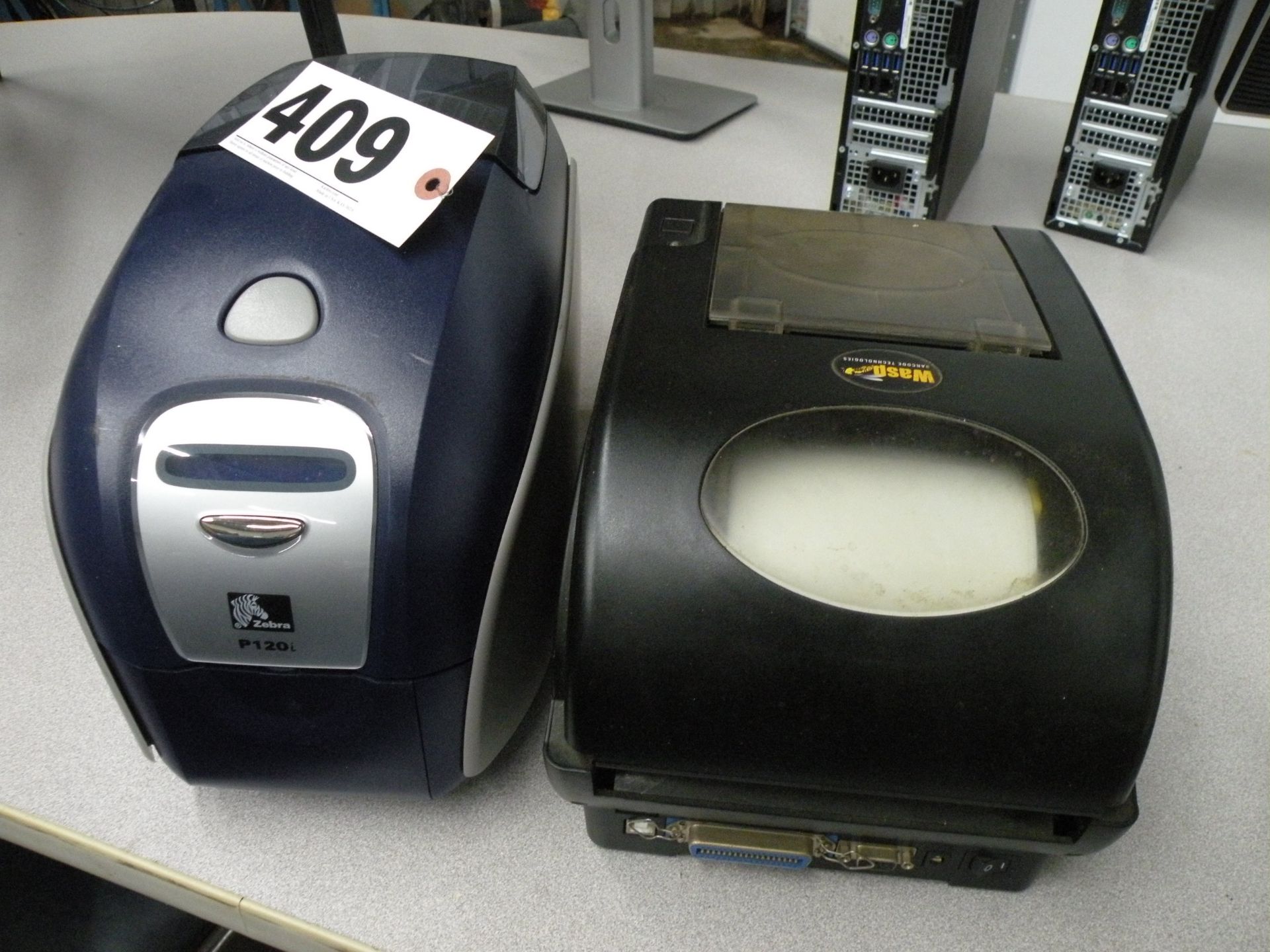 Zebra P120i Card Printer, P/N P120I-0000A-IDS & Wasp Barcode Printer ...