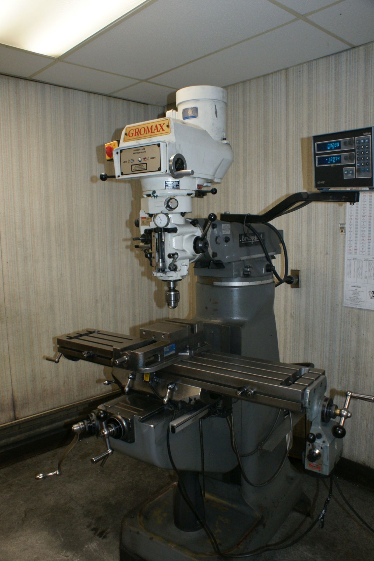 GROMAX HEAD ON BRIDGEPORT VERT MILL SERVO POWER FEED, ACURITE DRO, 9X48 ...