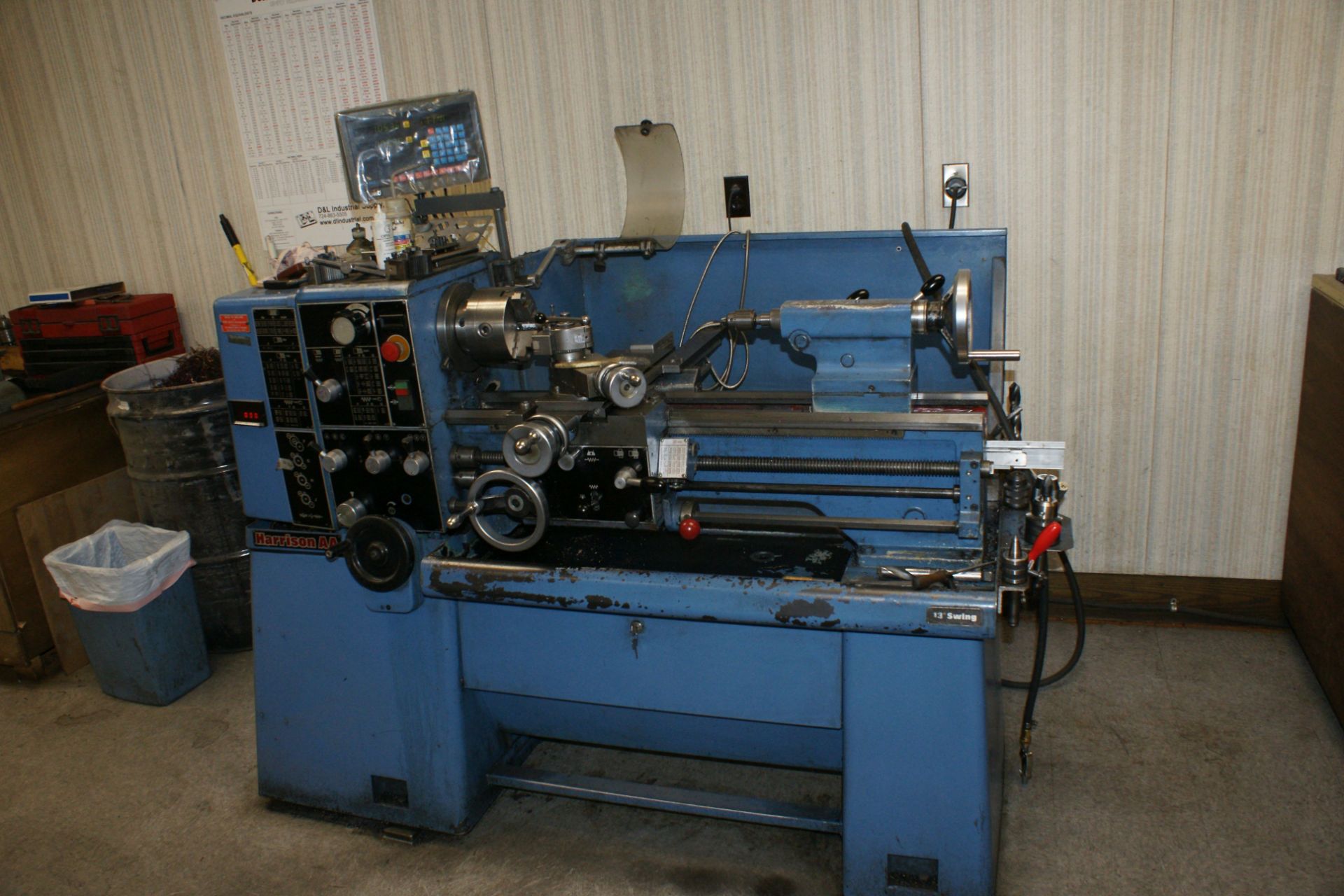 HARRISON AA 13"x24" LATHE VARIABLE SPEED CENTER LATHE, E/M THREADING ...