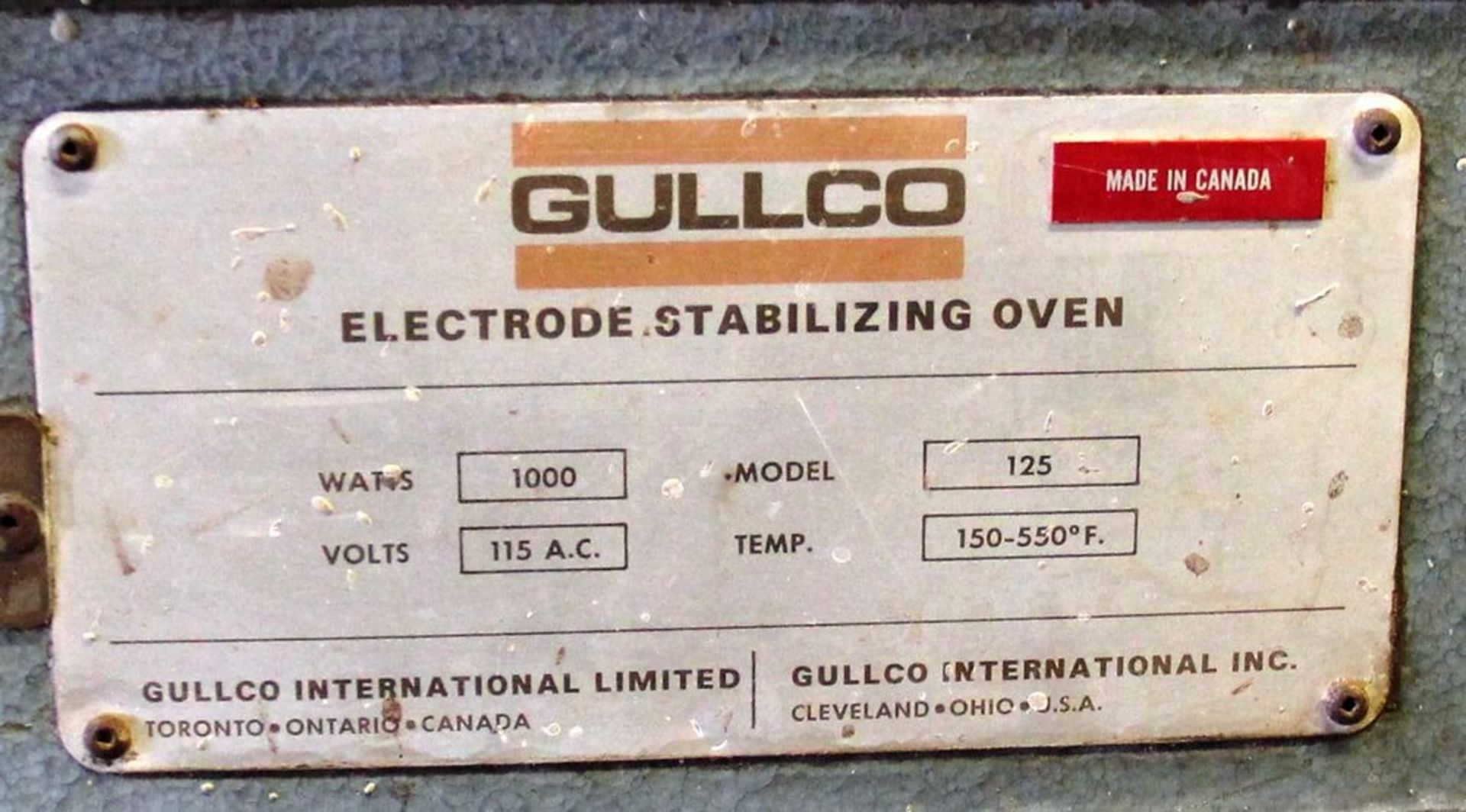 GULLCO 125 ROD OVEN, 115 VOLTS