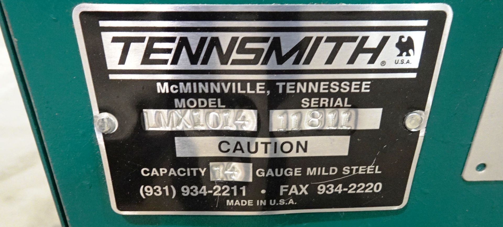 Tennsmith Model LMX1014 Metal Cutting Shear, 10' Long Bed, 14 Gauge ...