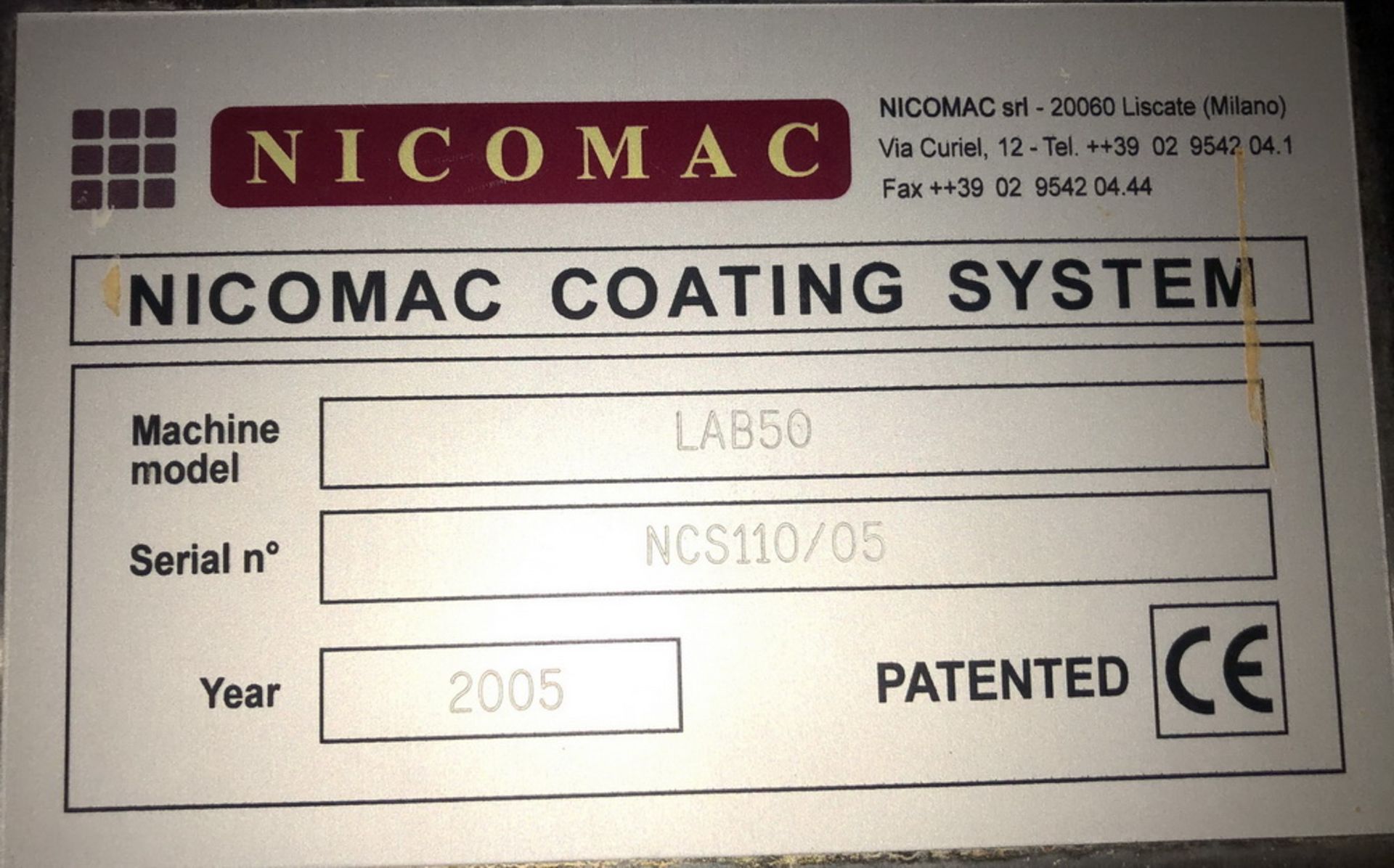 Nicomac Stainless Steel Tablet Coating Pan, Model Lab 50, S/N NCS 110/ ...
