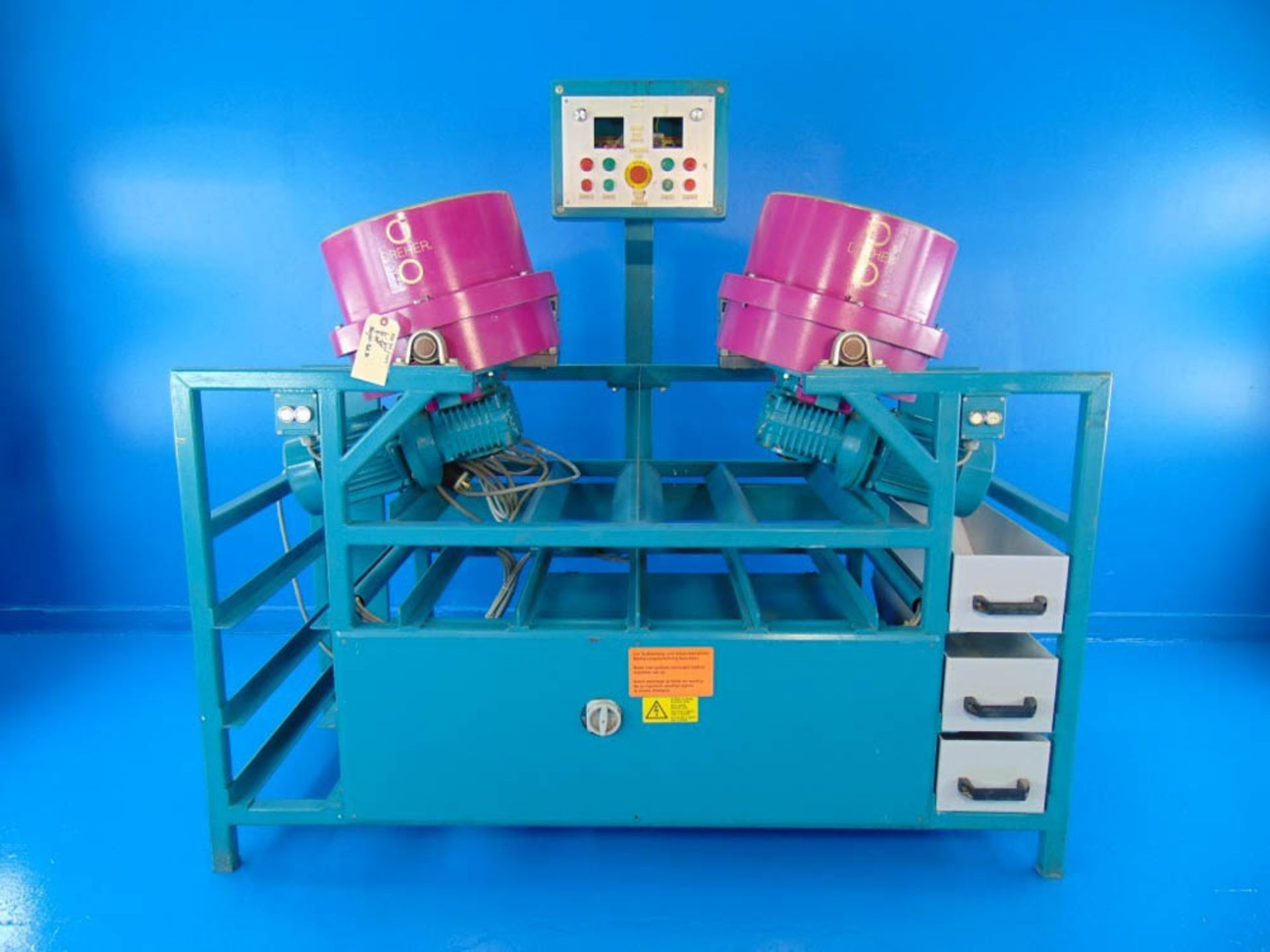 DREHER MDL. DT50 DUAL DISC TURBO CENTRIFUGAL DISC TUMBLING/DEBURRING ...