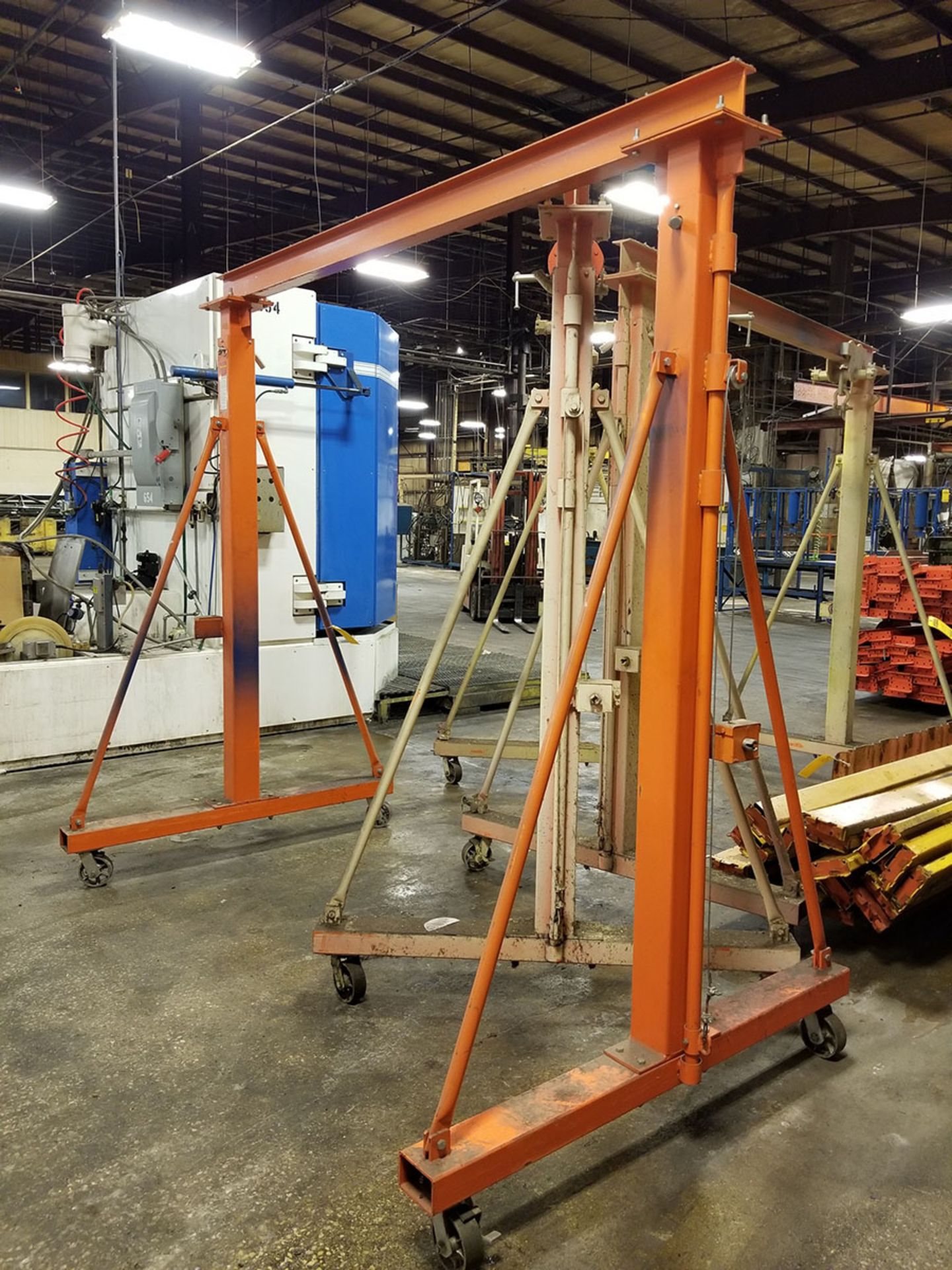 2,000 LB. ROLLING GANTRY CRANE, 99 1/2’‘ MINIMUM HEIGHT, 148’‘ MAX ...