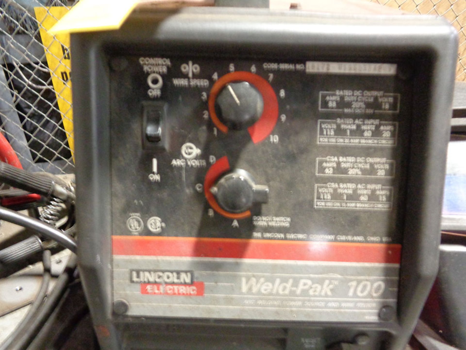 LINCOLN ELECTRIC WELD-PAK 100 ARC WELDING POWER SOURCE AND WIRE FEEDER ...