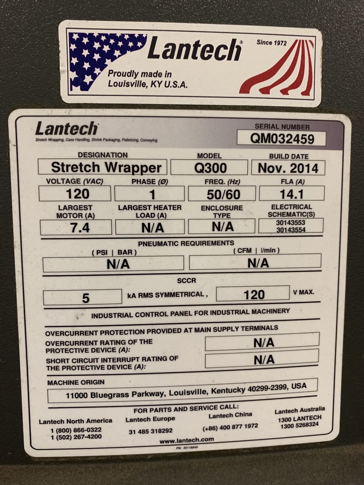 2014 Lantech Q300 Pallet Wrapper with Ramp, S/N QM032459 | Required ...