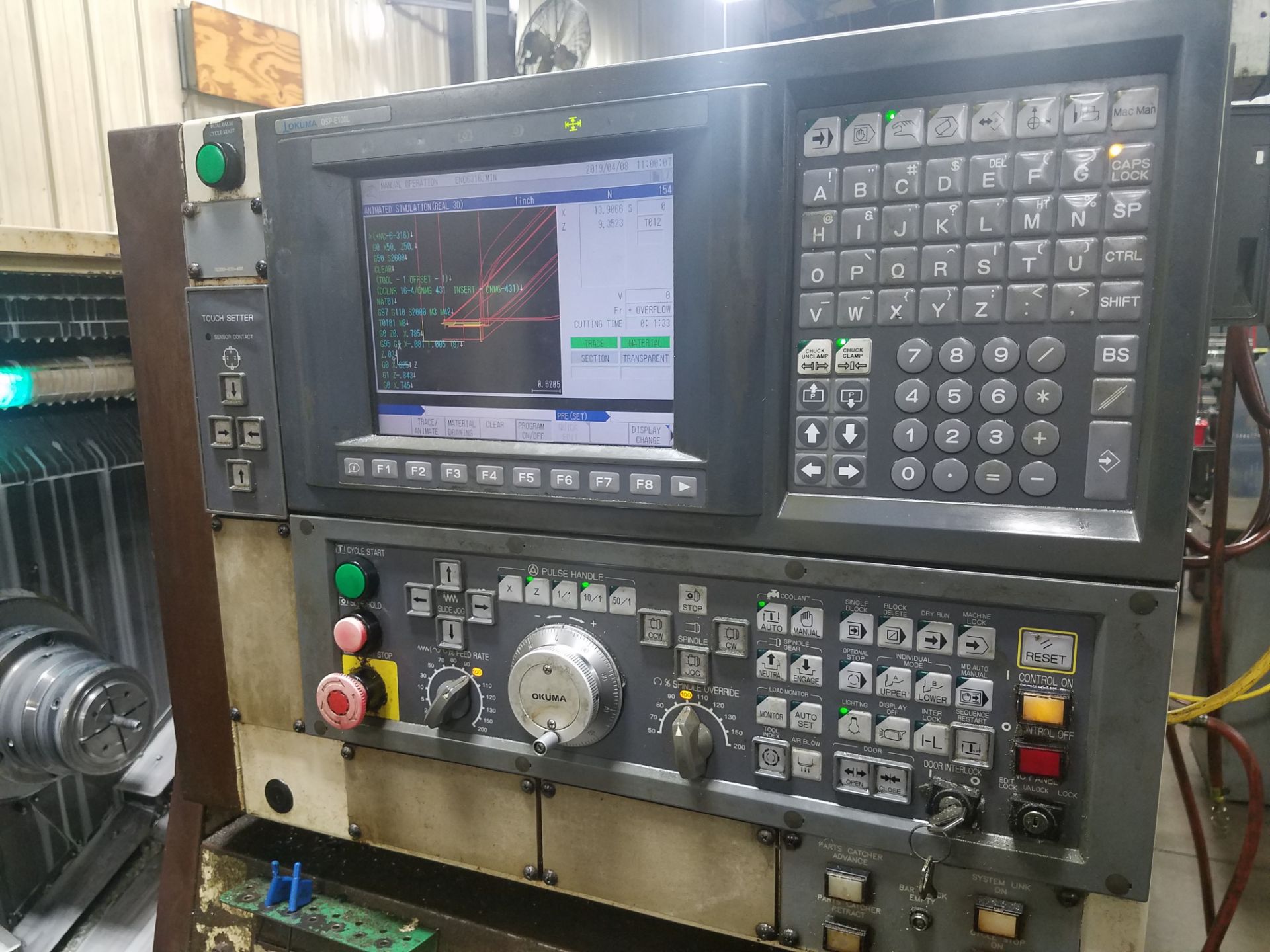 Okuma Captain L370 CNC Turning Center, s/n 0019, OSP-E100L CNC Control ...