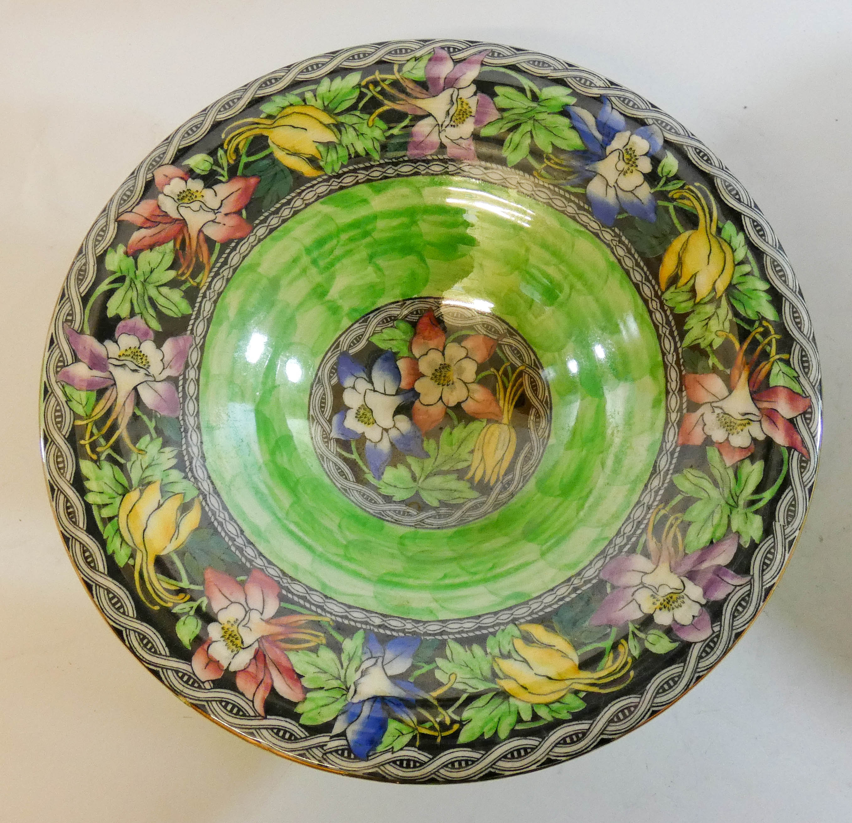 A collection of Maling green lustre and floral decorated wares to ...