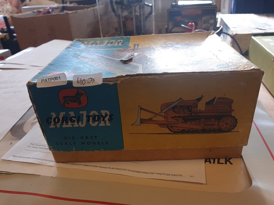 Corgi Toys 1102 "Euclid" TC-12 tractor with dozer blade together with ...