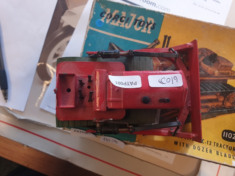Corgi Toys 1102 "Euclid" TC-12 tractor with dozer blade together with ...