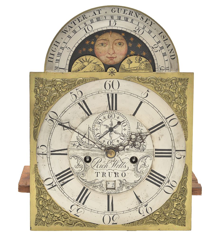 A George III green japanned eight-day longcase clock with moonphase ...