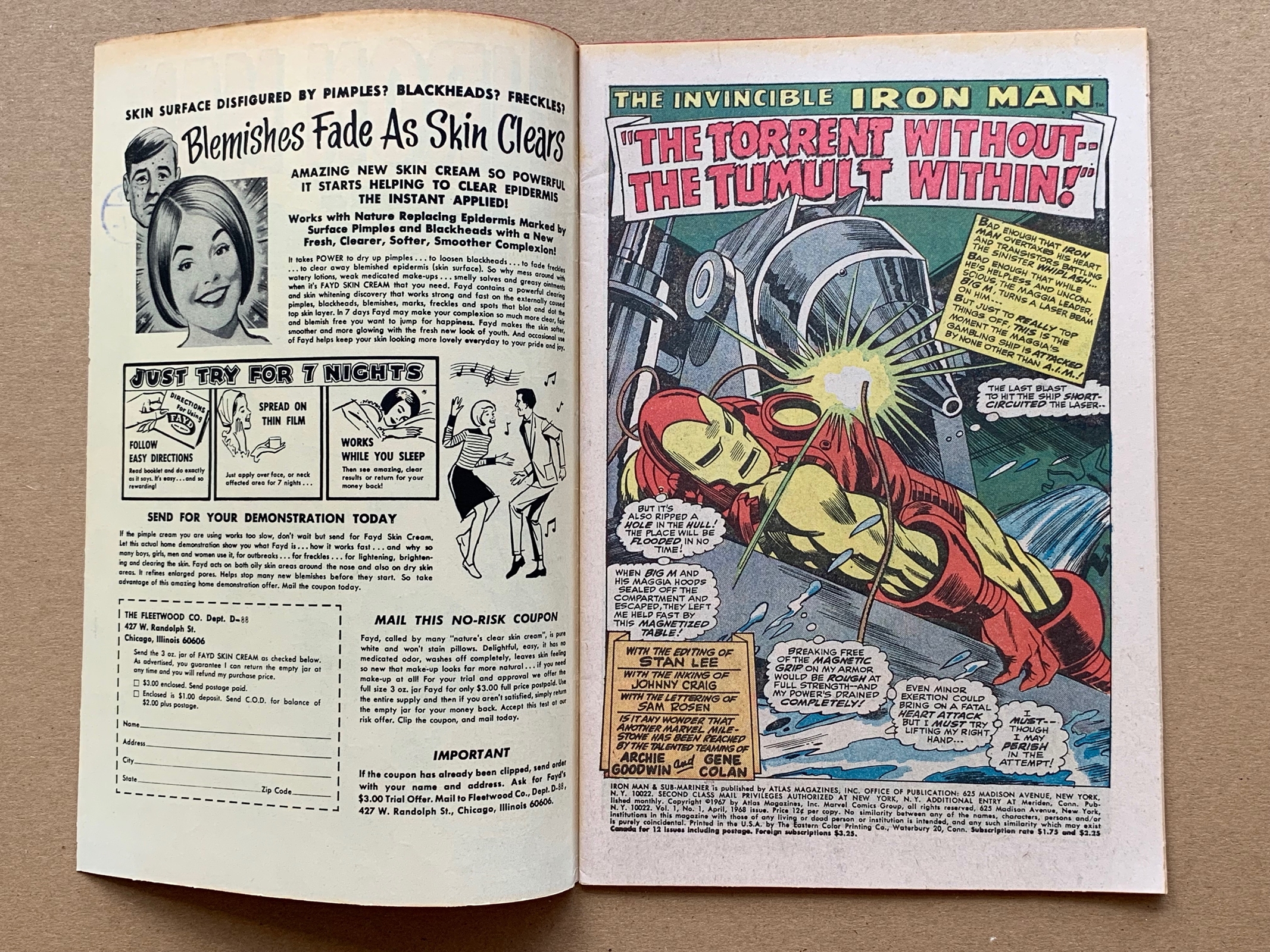 IRON MAN & SUB-MARINER #1 (1968 - MARVEL) VG/FN (Cents Copy / Pence ...