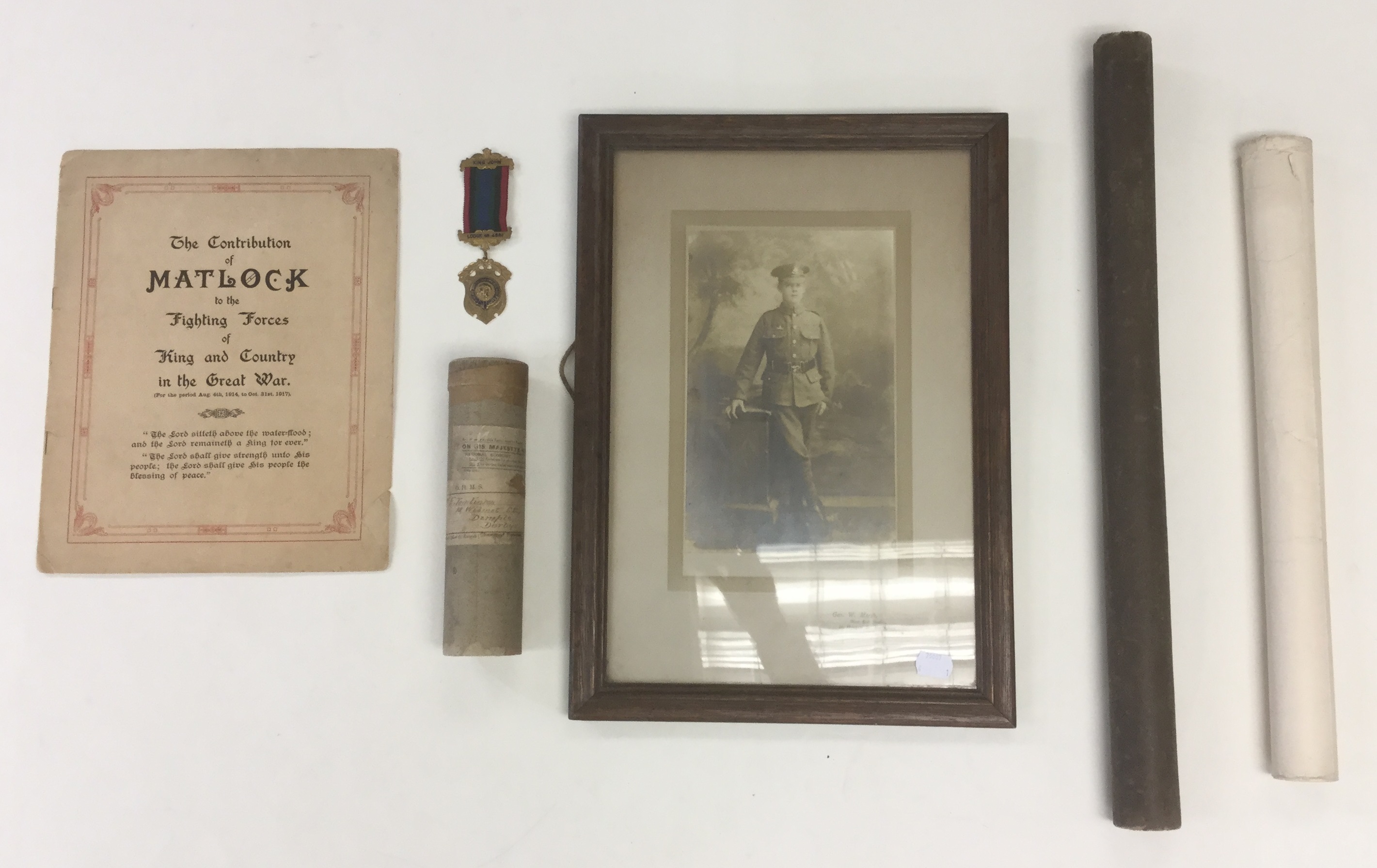 WW1 British Death Scroll and Kings Letter in original postage tube to ...