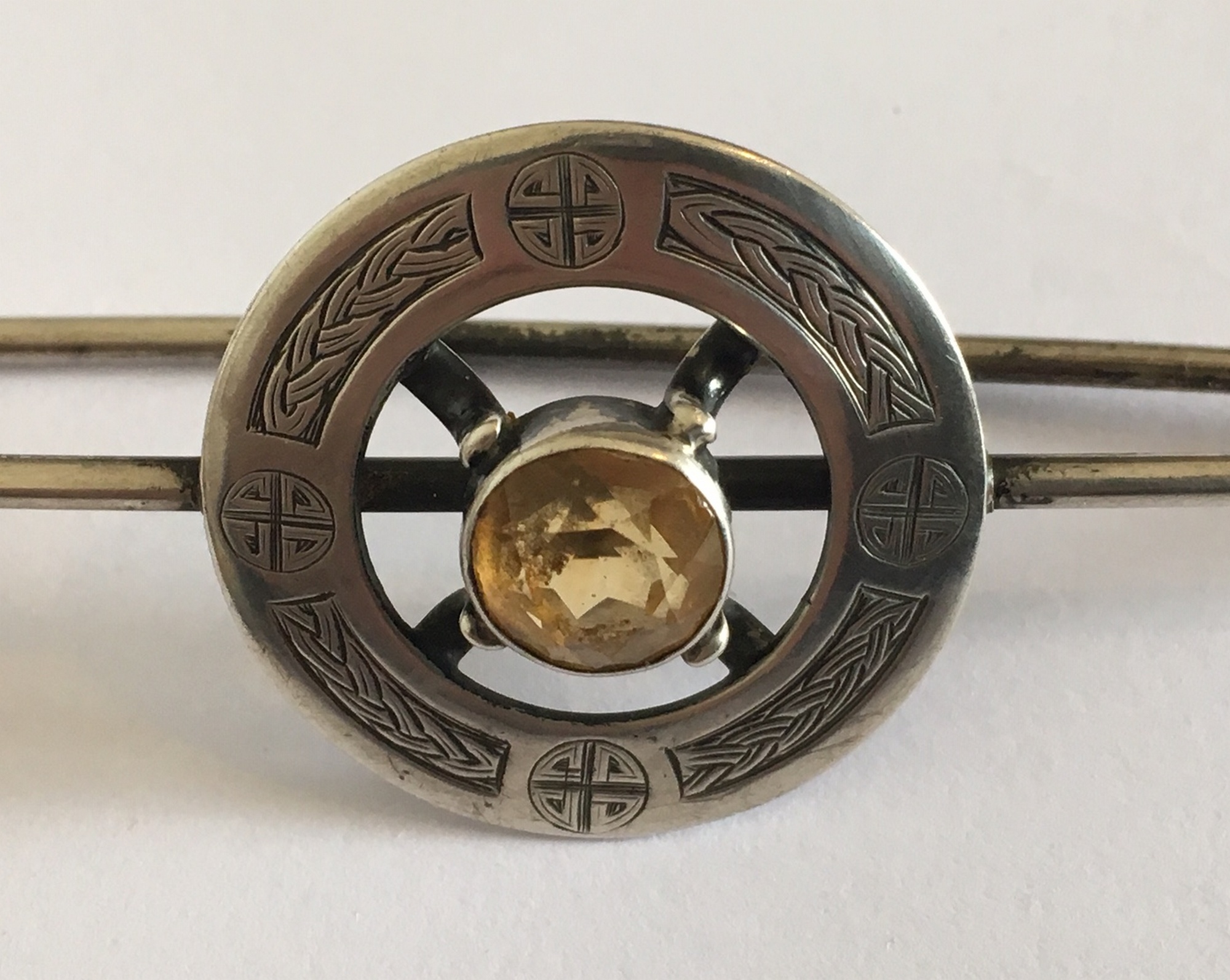 Scottish William Robb Ballater Silver Plaid Brooch/Pin set with central ...