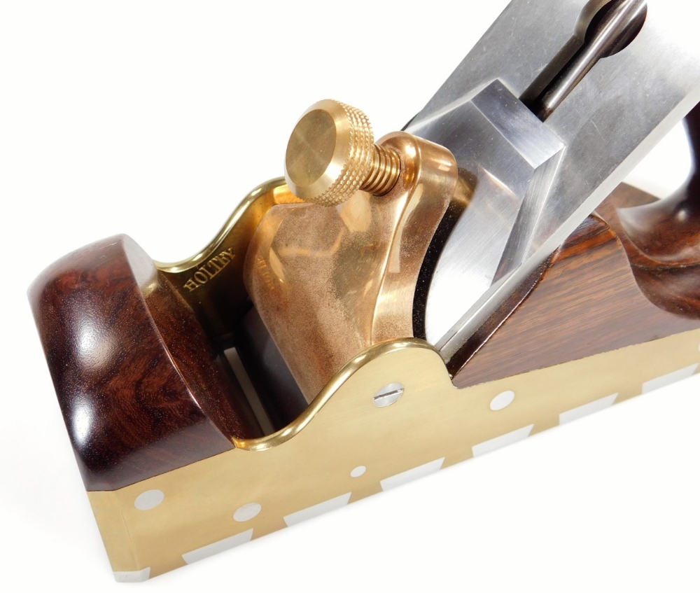 A Karl Holtey 23" smoother wood plane, with twin thread adjuster, block ...