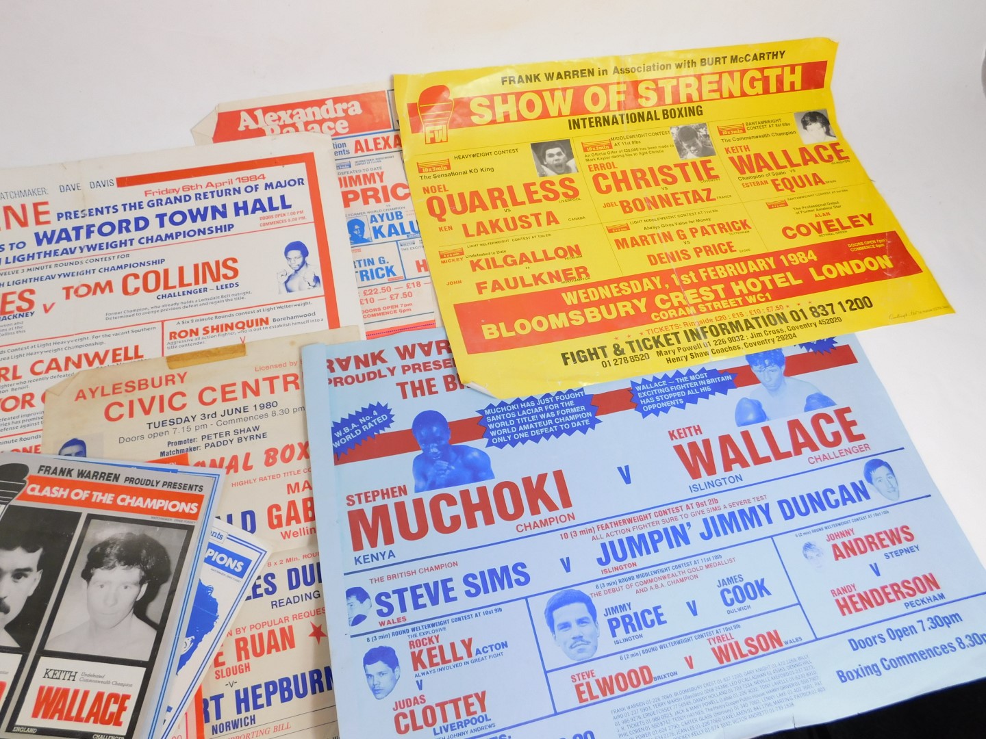 Boxing posters and flyers, including Jose Urtain vs Henry Cooper ...