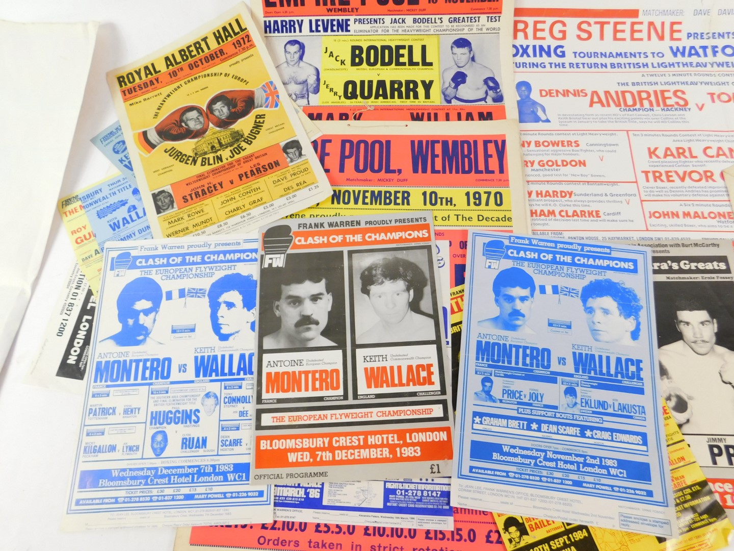 Boxing posters and flyers, including Jose Urtain vs Henry Cooper ...