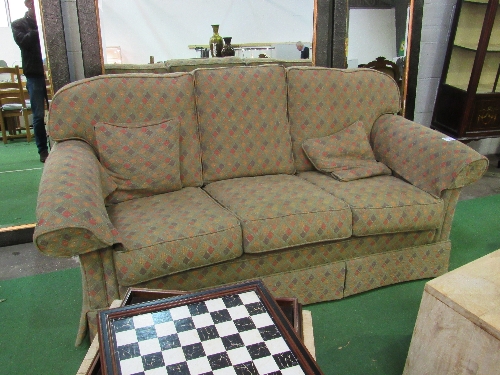 3 seater sofa by Peter Guild in harlequin pattern upholstery, 200 x 100cms