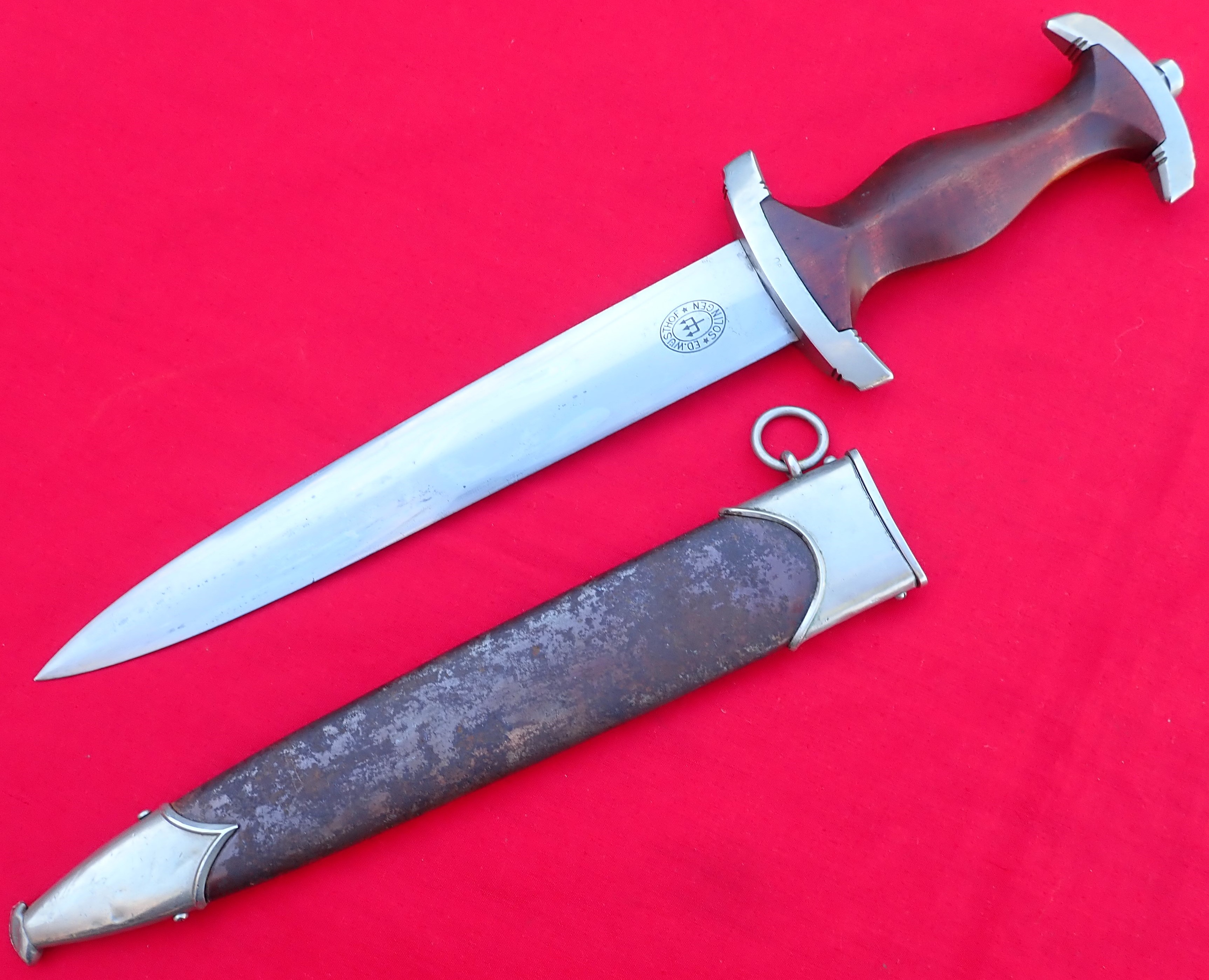 German SA 1933 1st pattern dagger & scabbard by Ed Wusthof. Dark brown ...
