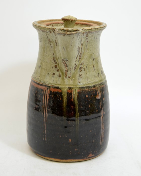 Richard Batterham, a studio pottery coffee jug, with lid, glazed ...