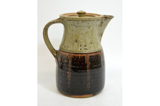 Richard Batterham, a studio pottery coffee jug, with lid, glazed ...