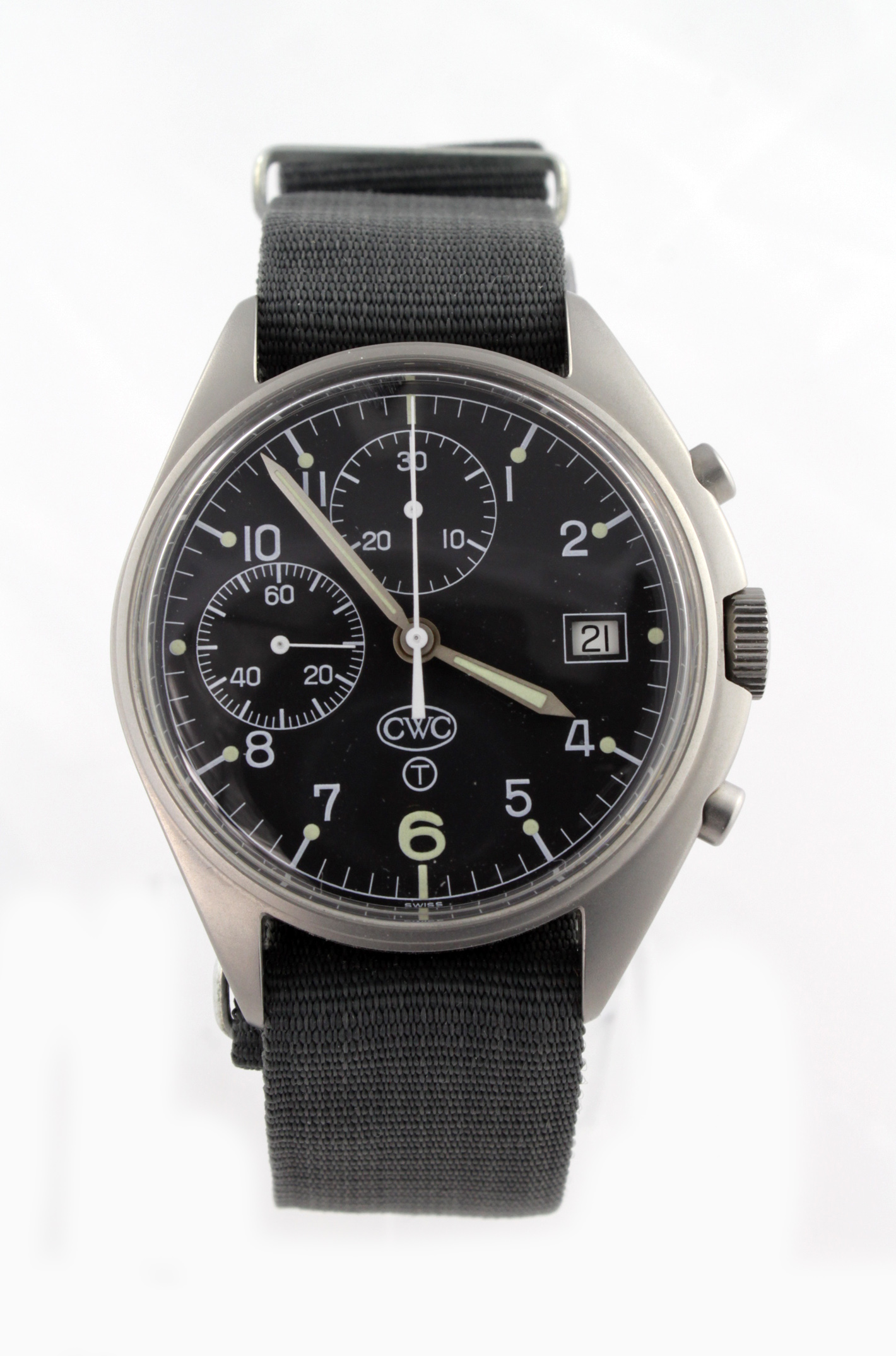 CWC British Military issue chronograph stainless steel gents wristwatch ...